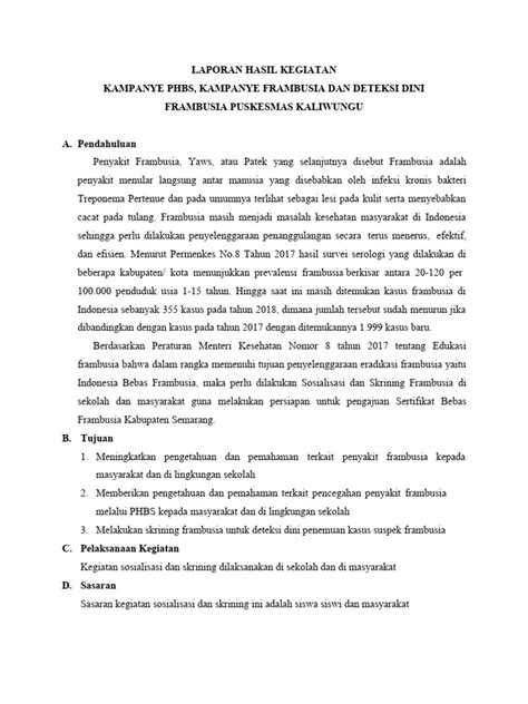 Lap Kegiatan Kampanye Frambusia Di Masyarakat Dan Sekolah Pdf