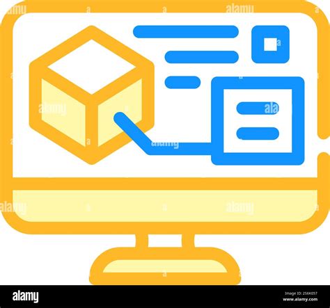Digital Model On Computer Screen Color Icon Vector Digital Model On