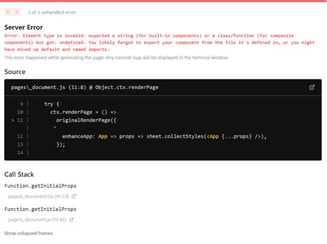 Element Type Is Invalid
