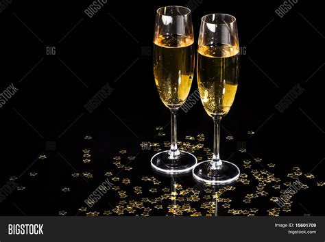 Champagne Flutes Golden Stars On Image And Photo Bigstock