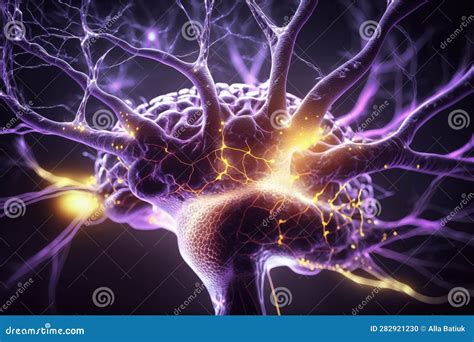 Close Up of Human Brain Showing Neurons Firing and Neural Extensions, Limbic System Mammillary ...