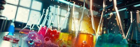 Chemical Reactions Taking Place In A Laboratory Setting With Colorful Liquids Bubbling And