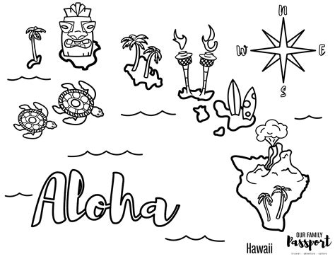 Hawaii Map Coloring Page