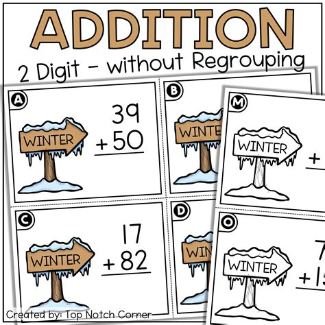 Double Digit Addition Without Regrouping Task Cards Winter Activities Made By Teachers