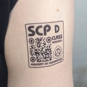 SCP D CLASS Temporary Tattoo With QR Code Etsy