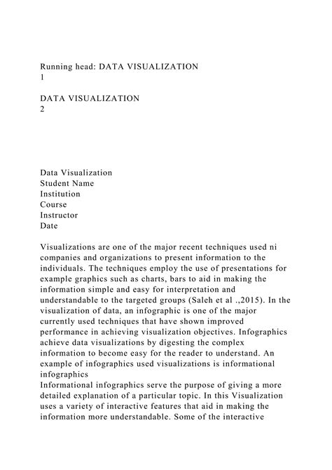 Running Head DATA VISUALIZATION Docx