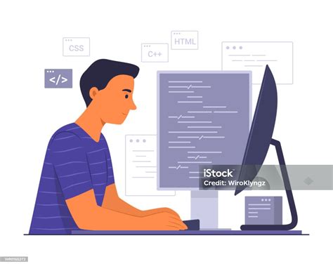 Programmer Man Process Coding For Software Development Concept