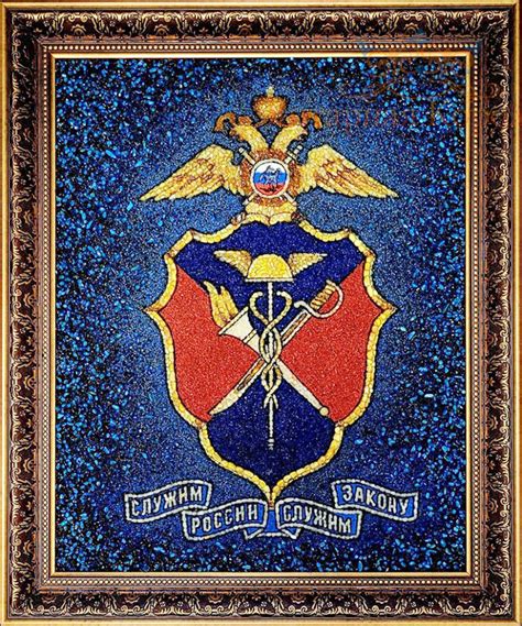 Купить Картина из янтаря Герб ОБЭП по цене 26 400 руб