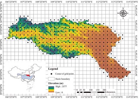 Map Of The Study Area And The Distribution Of The Analyzed Grid Points Download Scientific