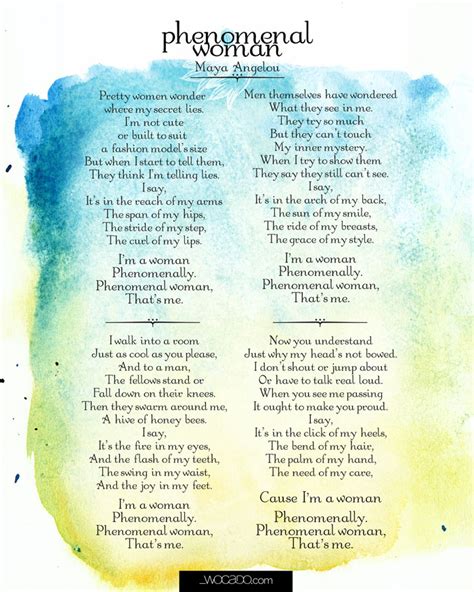 Wocado — Phenomenal Woman Maya Angelou Printable 8x10