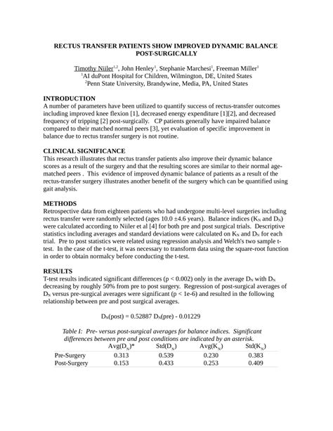 Pdf Rectus Transfer Patients Show Improved Dynamic Balance Post