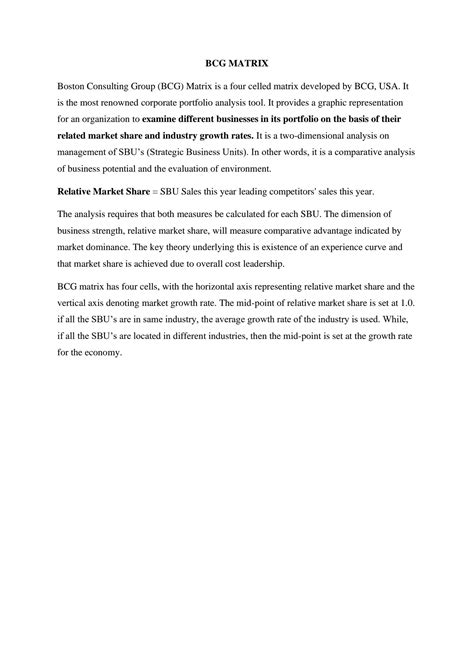 Solution Bcg Matrix Studypool Solution Bcg Matrix Studypool