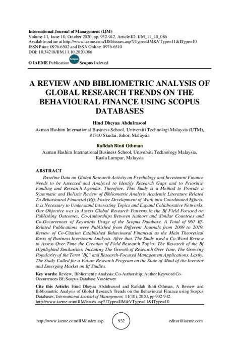 Pdf A Review And Bibliometric Analysis Of Global Research Trends On