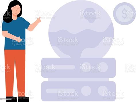 The Girl Is Looking At The Global Server Stock Illustration Download