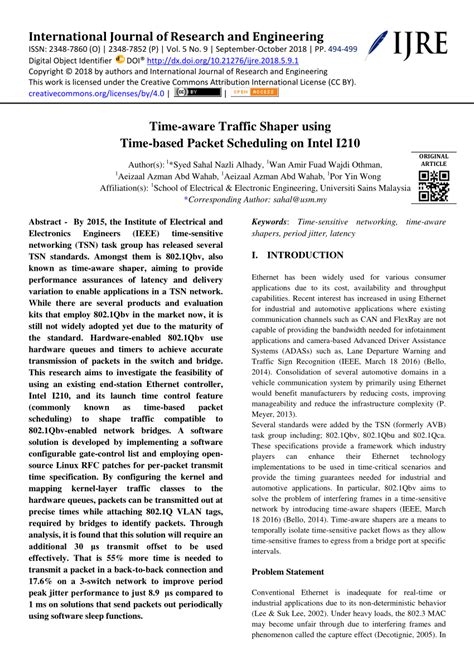pdf time aware traffic shaper using time based packet scheduling on