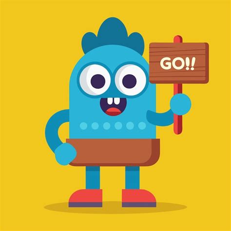 A Toy Of A Toy Character With A Wooden Sign That Says Go Premium Ai