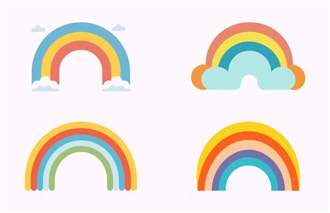Boho Rainbow Vector Illustration Set Colorful Rainbow Vector Bundle