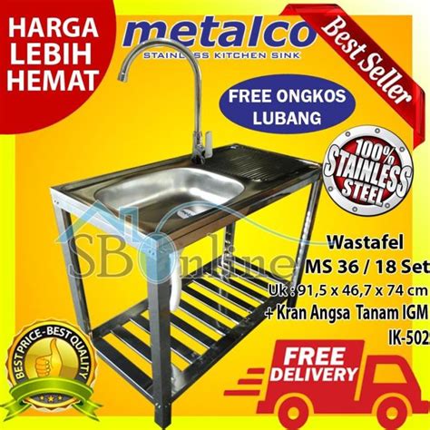 Wasbak Wastafel Bak Cuci Piring Metalco MS 36 18 Set Portable Knock
