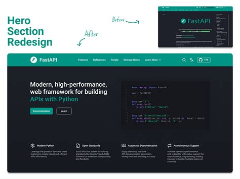 fastapi hero section redesign by pruthivi thejan on dribbble
