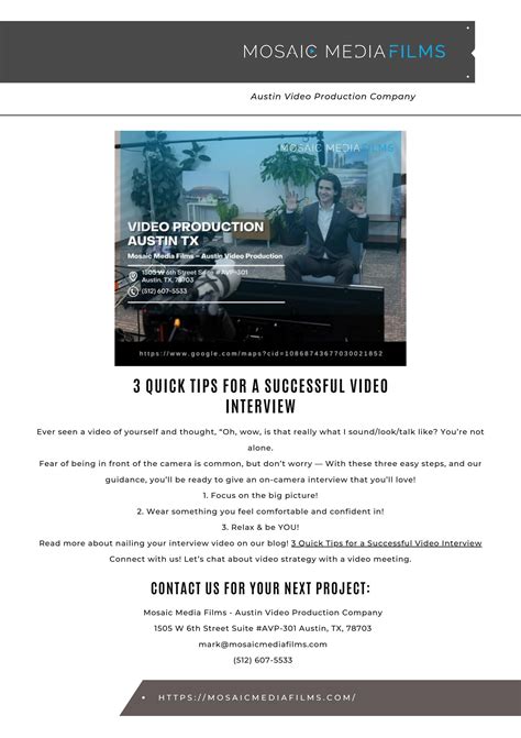 3 Quick Tips For A Successful Video Interview By Mosaicmediafilms Issuu