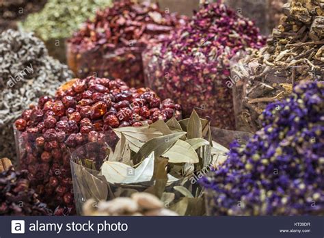 Dried Herbs Flowers And Arabic Spices In The Souk At Deira In Dubai