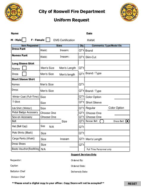 Fillable Online Uniform Request Formxls Fax Email Print Pdffiller