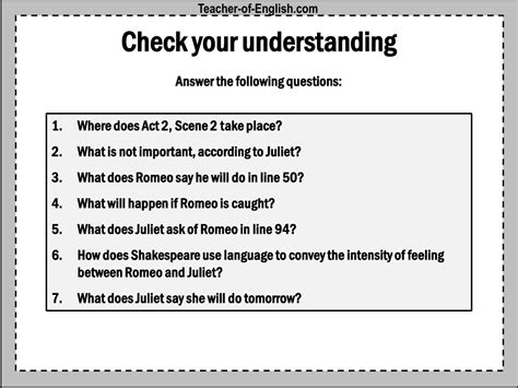 Romeo Juliet Lesson 16 Act 2 Check Your Understanding Worksheet