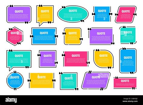 Set Of Colorful Isolated Quote Frames Speech Bubbles With Quotation
