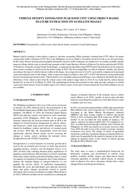 Pdf Vehicle Density Estimation In Quezon City Using Object Based Feature Extraction On