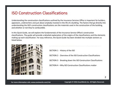 Assetworks Iso Construction Classifications Quick Guide Pdf
