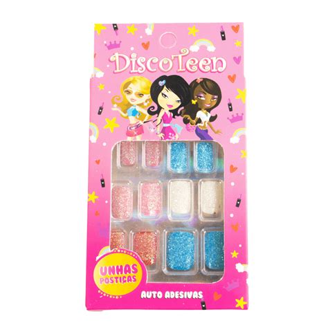 Unha Postiça Infantil Auto Adesivas Discoteen Fashion Biju