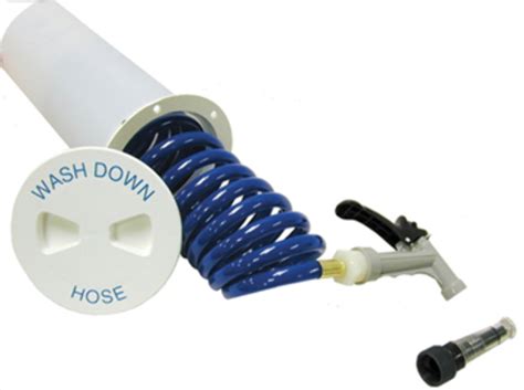 Washdown Station With Coil Hose Wwhite Cover 15 Blue Hose And Pistol