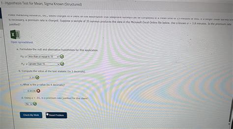 Solved 1 ﻿hypothesis Test For Mean Sigma Known