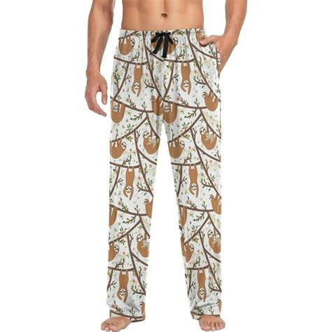 Freeamg Funny Sloth Pajama Pants For Men Mens Separate Bottoms Pure