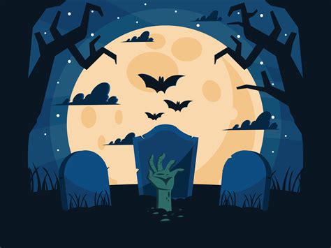 Happy Halloween Graveyard Background With Zombie Hand 3553938 Vector