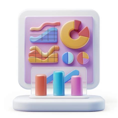 Colorful Analysis Icon Featuring Frosted Design Elements And Various Data Visualizations