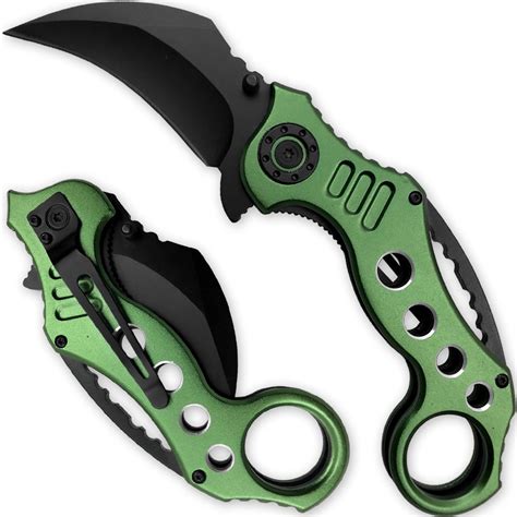 Tactical Extreme Karambit Knife Spring Assisted Blade Green Handle Et01rn