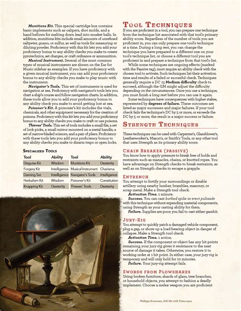 Tool Techniques Skill Based Features For Martial Classes That