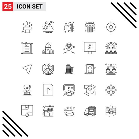 Universal Icon Symbols Group Of 25 Modern Lines Of Interface Target Speaker Science Greek