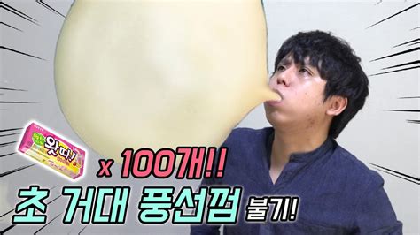 껌 100개 씹고 풍선껌 불기 초 거대 풍선껌 도전 빅민의 도전 빅민tv Youtube