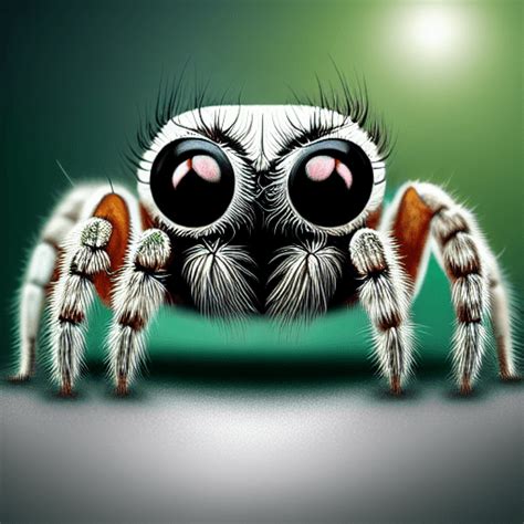 Realistic Adorable Cute Jumping Spider Phidippus Regius White Bahamas