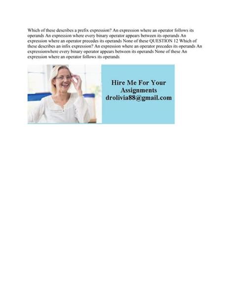 Which Of These Describes A Prefix Expression An Expression Where An Opdf