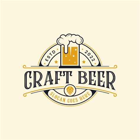 Cerveza Artesanal Retro Vintage Logo Vector Premium