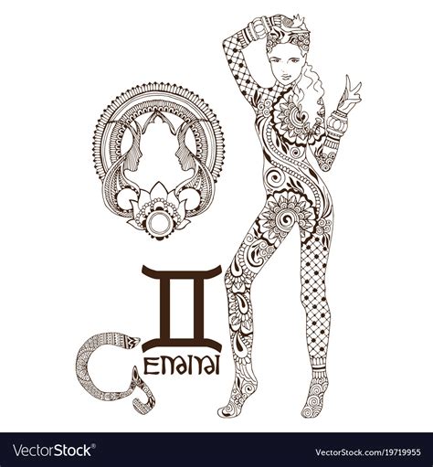 Stylized Zodiac Sign Of Gemini Royalty Free Vector Image