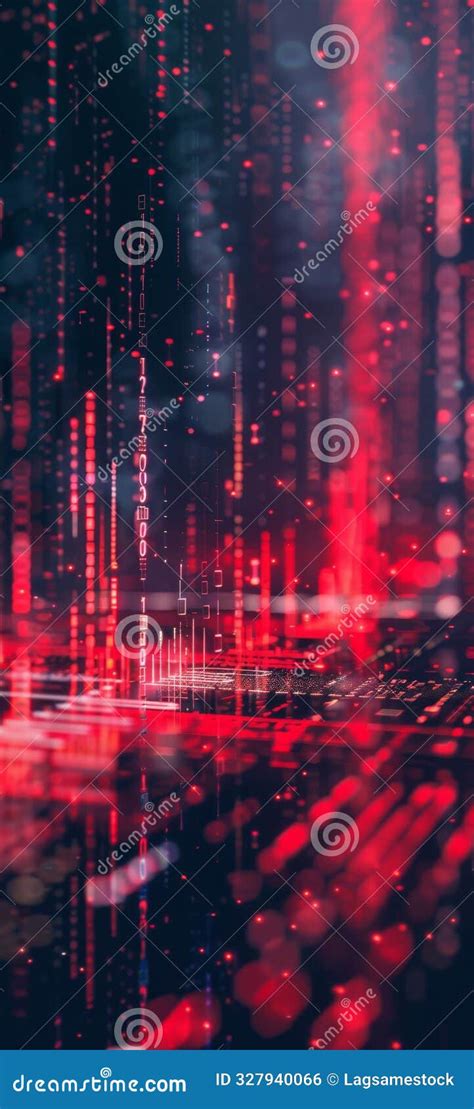 Red Signal Drop Chart Abstract Tech Transformation Futuristic View Stock Illustration