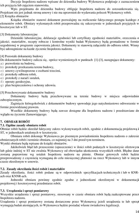 SPECYFIKACJA TECHNICZNA WYKONANIA I ODBIORU ROBÓT BUDOWLANYCH PDF