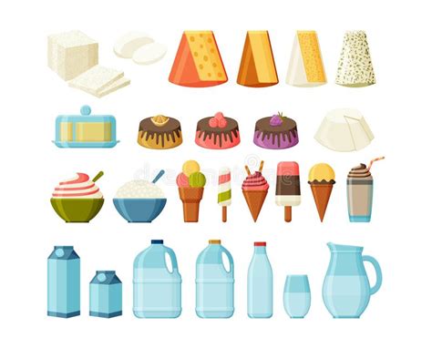 Dairy Products Line Icons Set Stock Vector Illustration Of Design