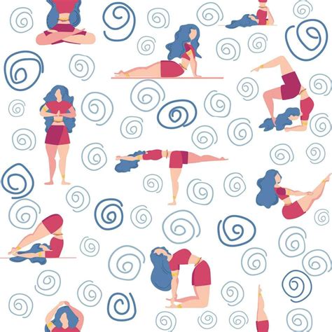 Seamless Pattern Plus Size Curvy Girls Doing Yoga Class Online Home