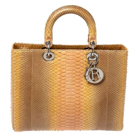 Dior Beige Ombre Python Large Lady Dior Tote Dior The Luxury Closet