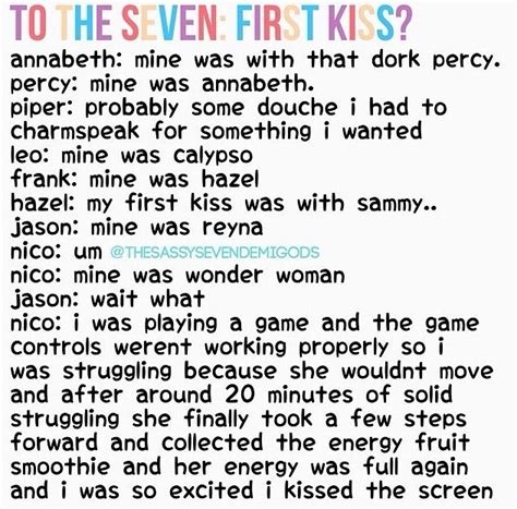 Thesassysevendemigods Since When Did Reyna Kiss Jason I Dont